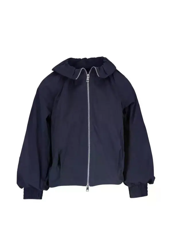 Veronica Beard Circe Gathered-neckline Balloon-sleeve Bubble Jacket - Blue