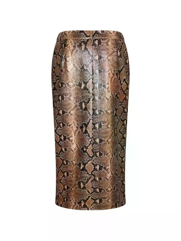 ERMANNO FIRENZE Snakeskin-effect Rear-slit Midi Skirt