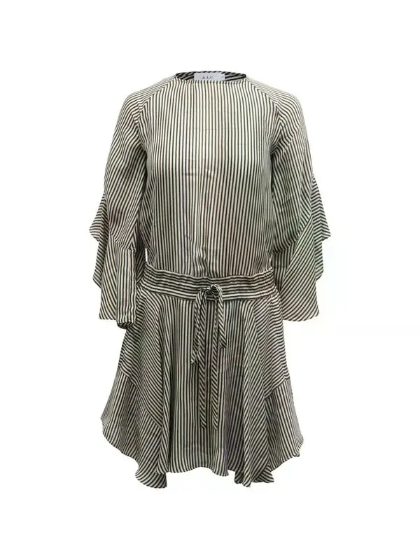 A.L.C. Striped Silk Dress With Ruffle Sleeves