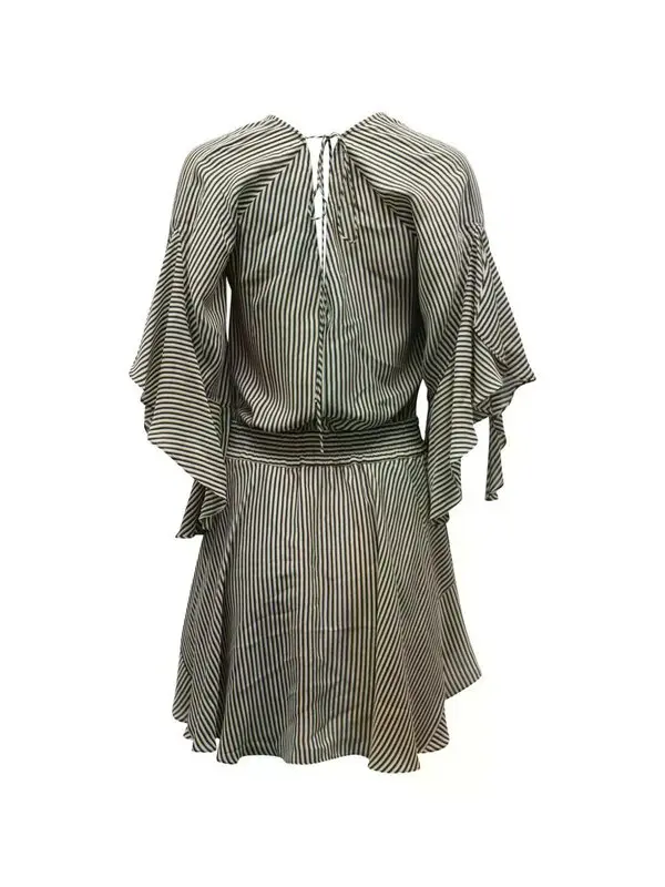 A.L.C. Striped Silk Dress With Ruffle Sleeves