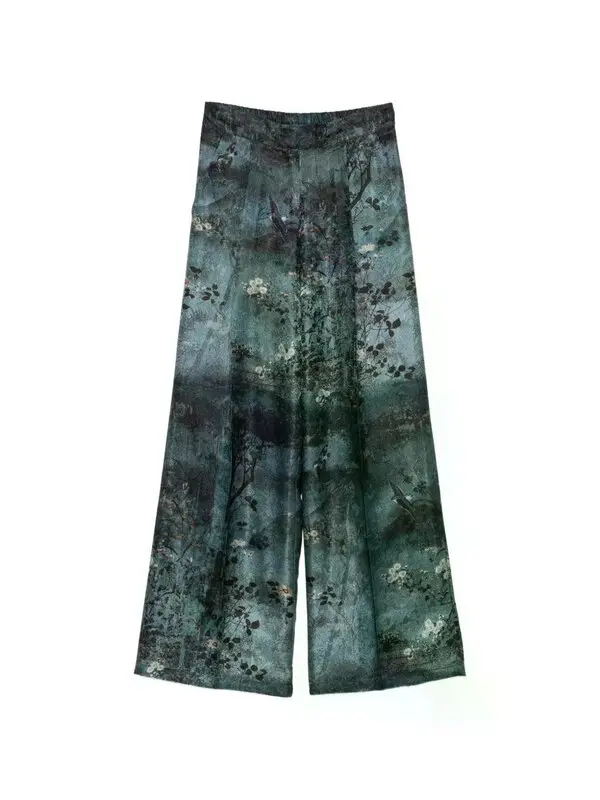 PIERRE-LOUIS MASCIA Abstract-print Wide-leg Trousers - Blue