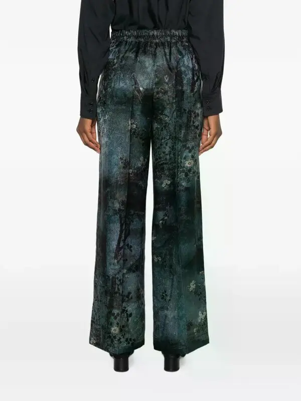 PIERRE-LOUIS MASCIA Abstract-print Wide-leg Trousers