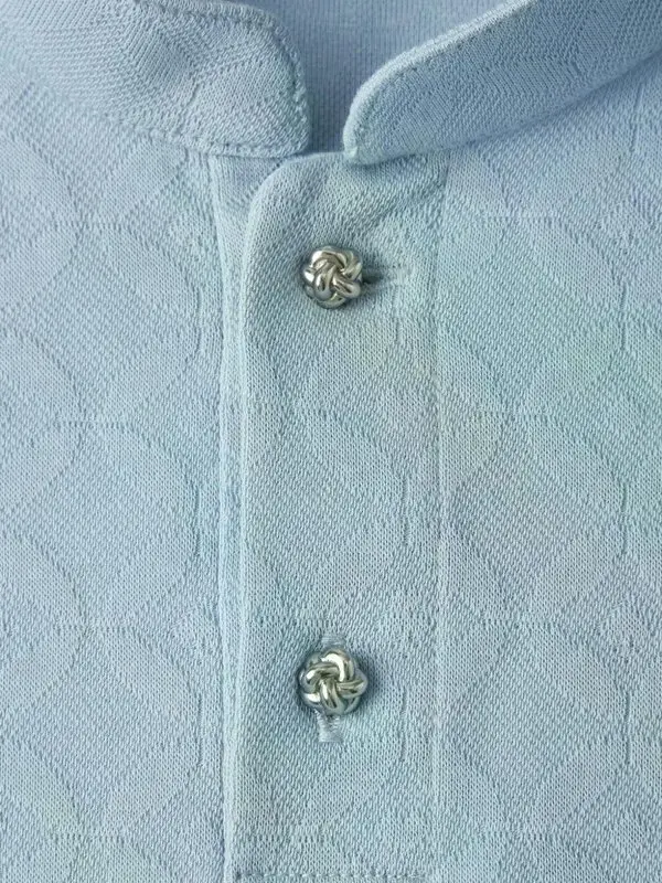 Shanghai Tang Coin Jacquard-knit Polo Shirt - Blue