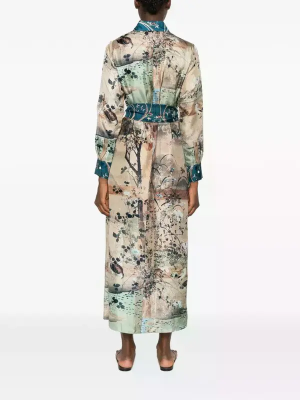 PIERRE-LOUIS MASCIA Graphic Print Belted Midi Dress