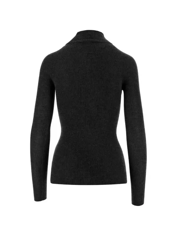 SA SU PHI Ribbed Knit Raglan Sleeve Mock Neck Sweater