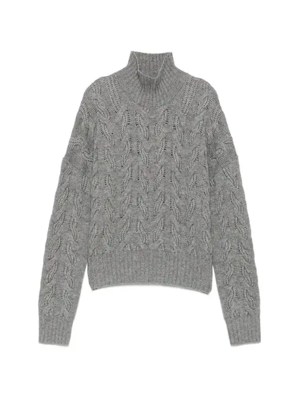 Max Mara Cable-knit High-neck Sweater - Grey