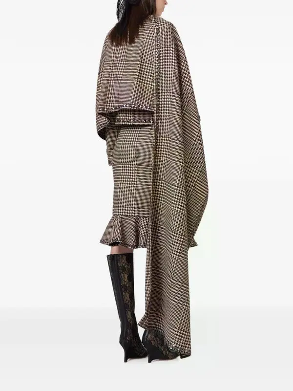 Giuseppe Di Morabito Houndstooth-pattern Ruffled Midi Skirt
