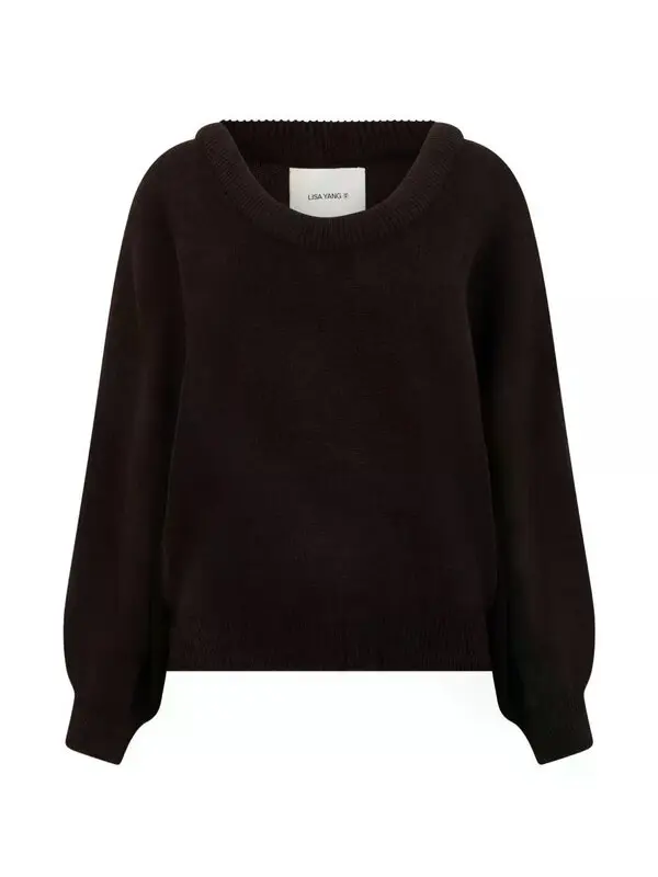 LISA YANG Fine-knit Drop-shoulder Sweater - Brown