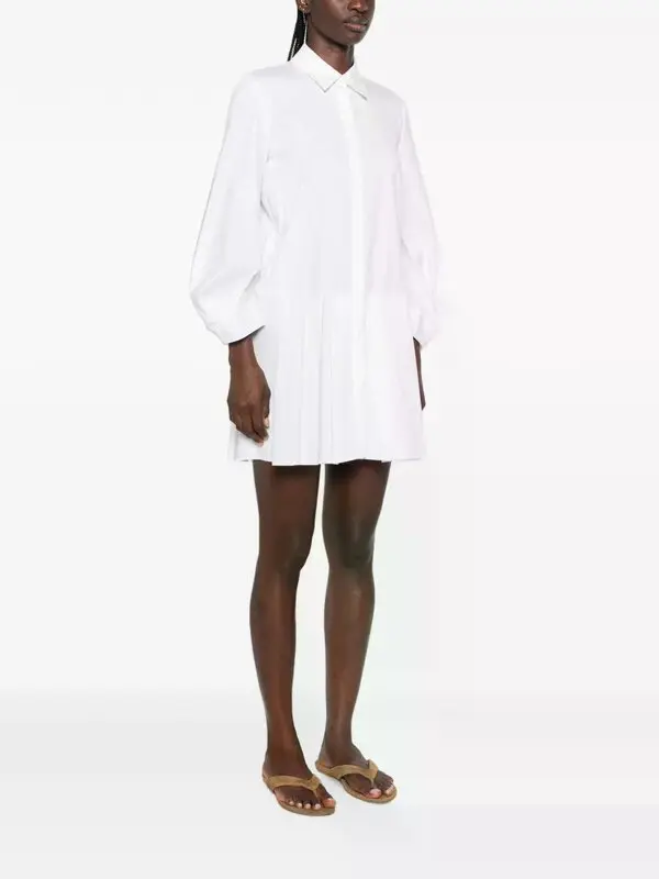 I BLUES Pleated Long-sleeve Mini Dress