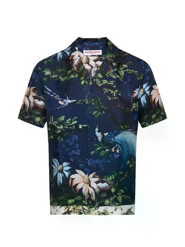 Orlebar Brown Maitan Floral-print Short-sleeved Silk Shirt