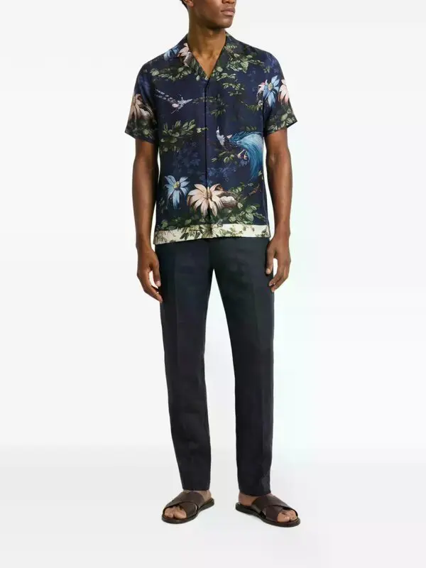 Orlebar Brown Maitan Floral-print Short-sleeved Silk Shirt