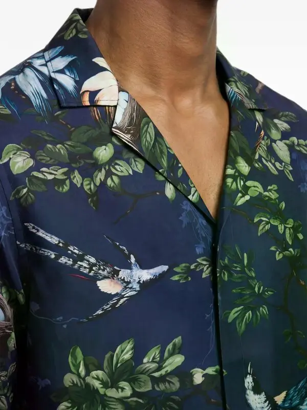 Orlebar Brown Maitan Floral-print Short-sleeved Silk Shirt