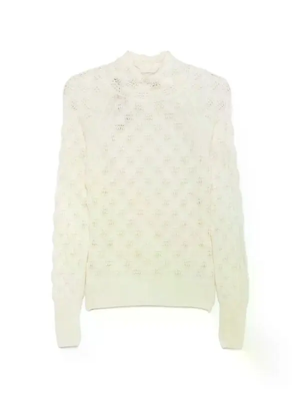 Ermanno Scervino Pointelle-knit High-neck Sweater - Neutrals