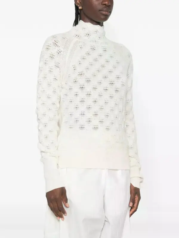 Ermanno Scervino Pointelle-knit High-neck Sweater