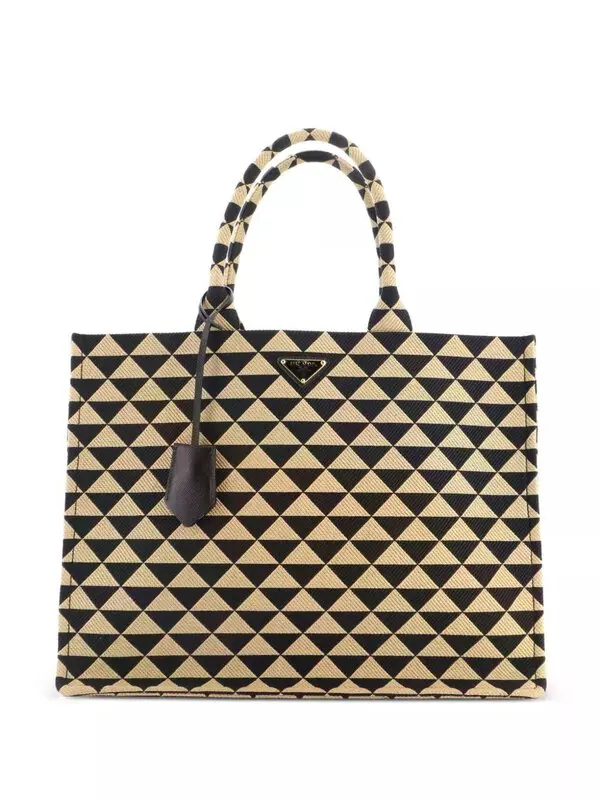 Prada Jacquard Large Tote Bag - Black