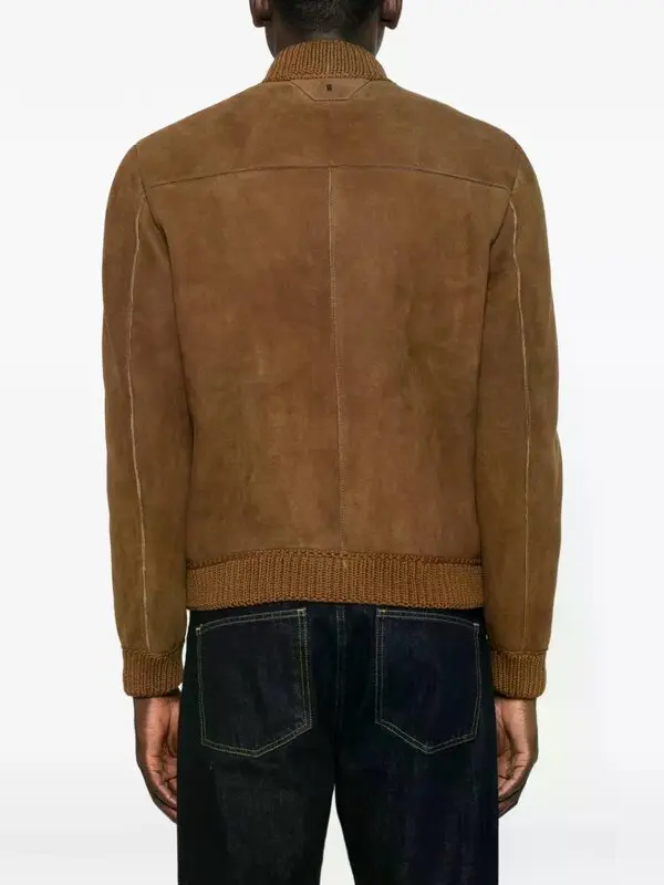 SALVATORE SANTORO Ribbed-trim Suede Jacket