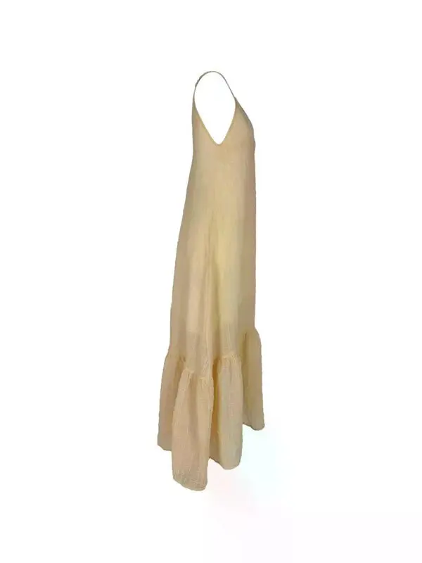 Maje V-neck Spaghetti Strap Ruffled Hem Maxi Dress