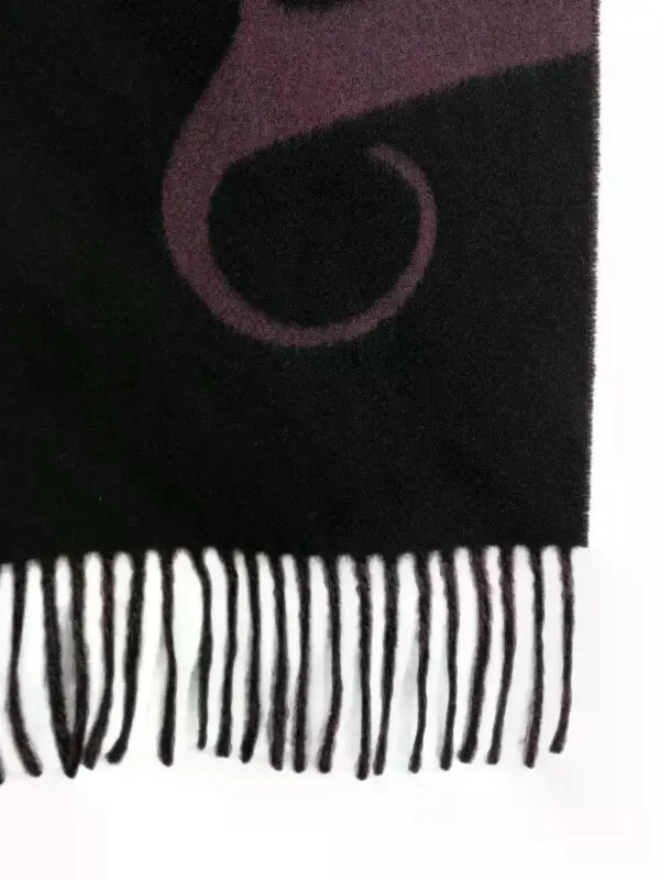 VIVIENNE WESTWOOD Logo-intarsia Fringed Scarf - Black