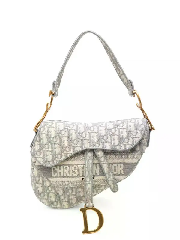 Dior Oblique Embroidered Canvas Saddle Shoulder Bag