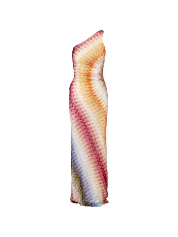 Missoni Zigzag-knit One-shoulder Maxi Dress