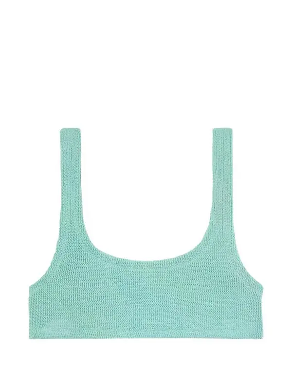 MC2 SAINT BARTH Naima Bralette Bikini Top In Aqua Crinkle Fabric - Green