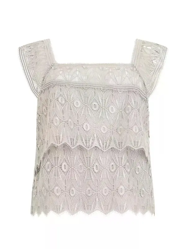 Alberta Ferretti Layered Lace Blouse - Grey