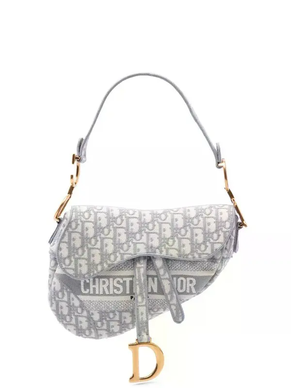 Dior 2020 Oblique Embroidered Canvas Saddle Bag Shoulder Bag