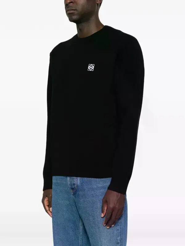 Loewe Anagram Embroidered Crew Neck Sweater - Black
