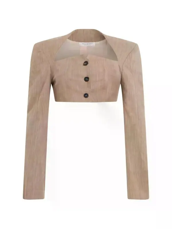 Philosophy Di Lorenzo Serafini Cut-out Cropped Jacket - Neutrals