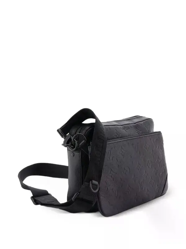 LOUIS VUITTON Trio Messenger Bag Monogram Shadow Leather Crossbody Bag - Black