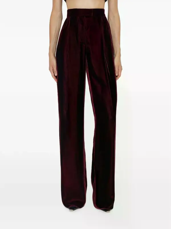 Valentino Garavani Velvet Pleated Wide-leg Trousers