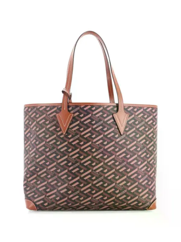 Versace La Greca Signature Coated Canvas Medium Tote Bag