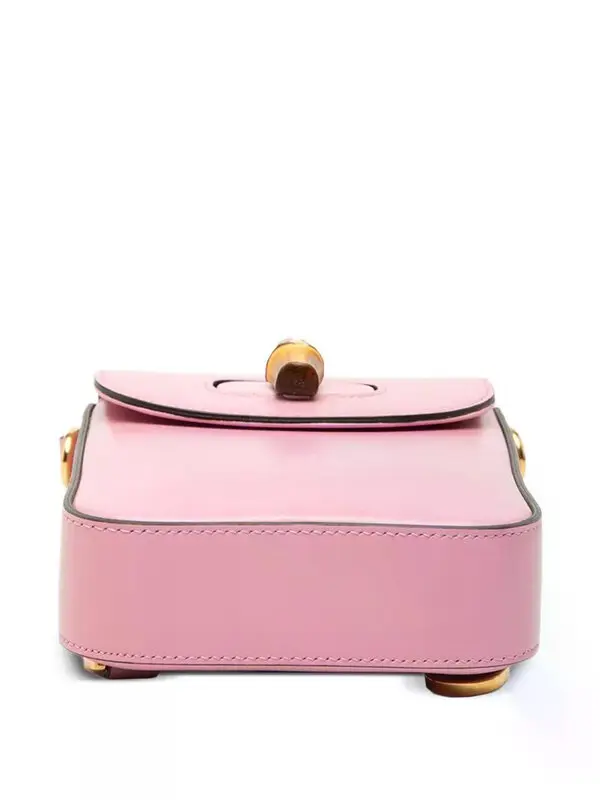 Gucci Calfskin Bamboo Top Handle Bag Satchel - Pink