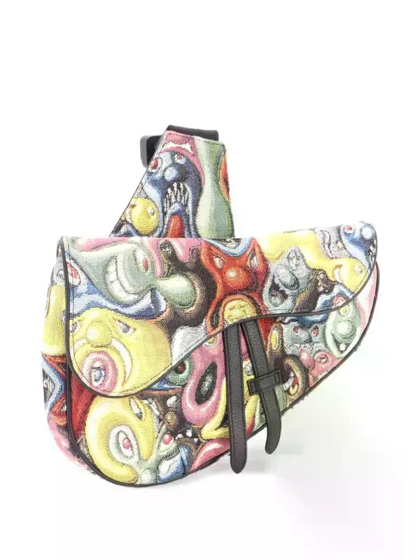 Dior Kenny Scharf Saddle Jacquard Crossbody Bag - Multicolour