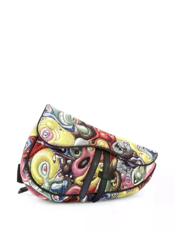 Dior Kenny Scharf Saddle Jacquard Crossbody Bag - Multicolour