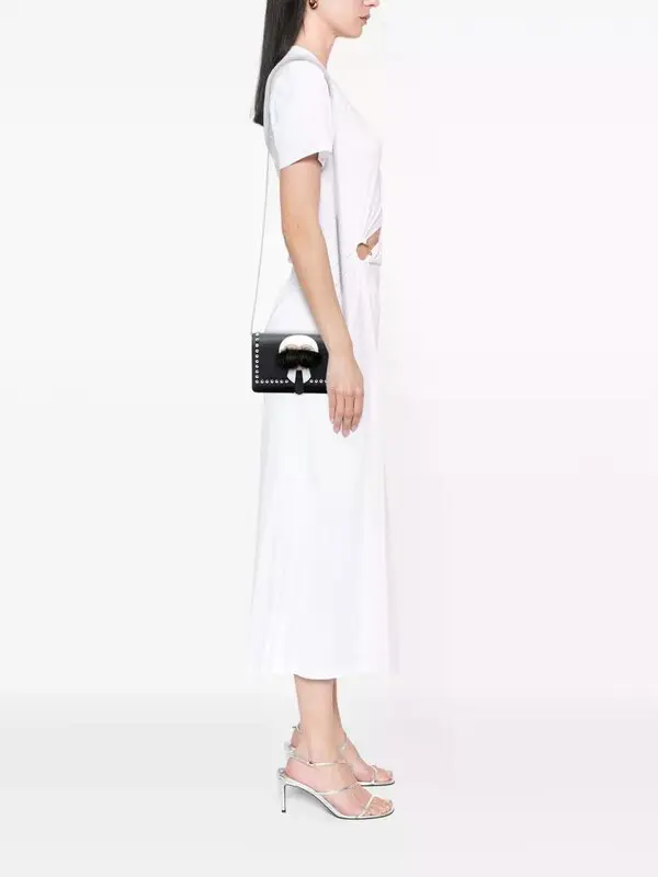 Fendi Studded Leather Karlito Wallet On Chain Crossbody Bag - Black