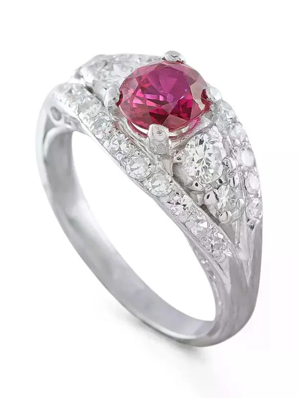 LB EXCLUSIVE Ruby And Diamond Platinum Ring - Silver