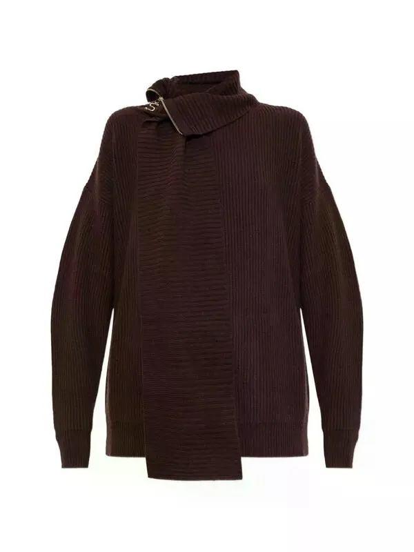 Sportmax Ribbed Knit Zip-fastening Sweater - Brown