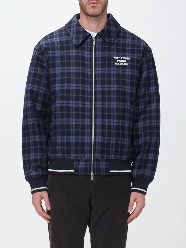 Drole De Monsieur Tartan Pattern Wool Blend Shirt Jacket