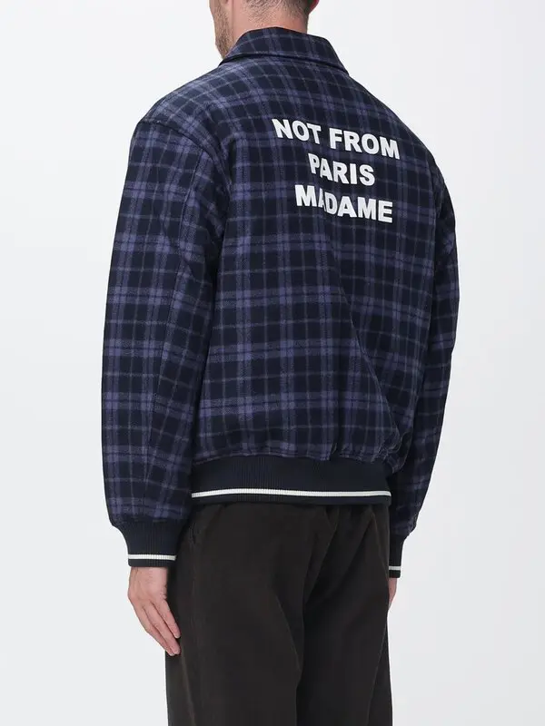 Drole De Monsieur Tartan Pattern Wool Blend Shirt Jacket