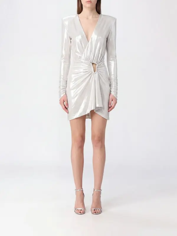 Philipp Plein Lamé Jersey Sheath Mini Dress With Padded Shoulders