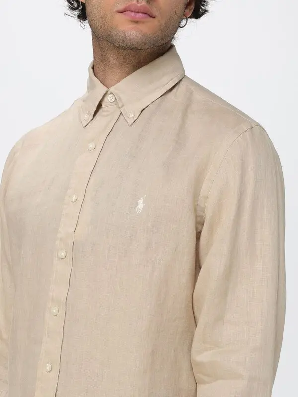 Polo Ralph Lauren Linen Button-down Shirt With Embroidered Pony Logo - Brown
