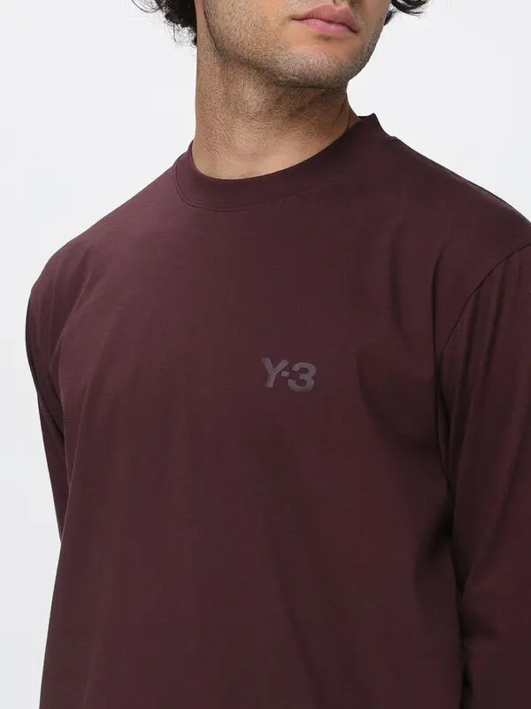 Y3 Long-sleeved Cotton T-shirt With Contrast Logo And Dropped Shoulders