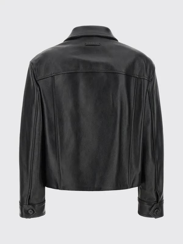 Marni Cropped Bi Suede Leather Jacket With Zip Closure