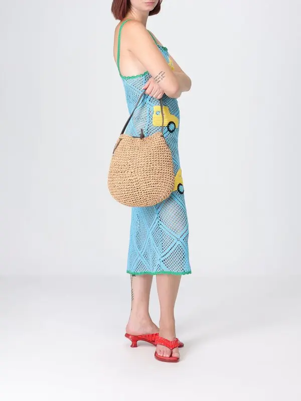 JW Anderson Graphic Print Crochet Knit Midi Sheath Dress