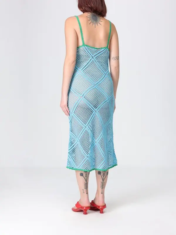 JW Anderson Graphic Print Crochet Knit Midi Sheath Dress