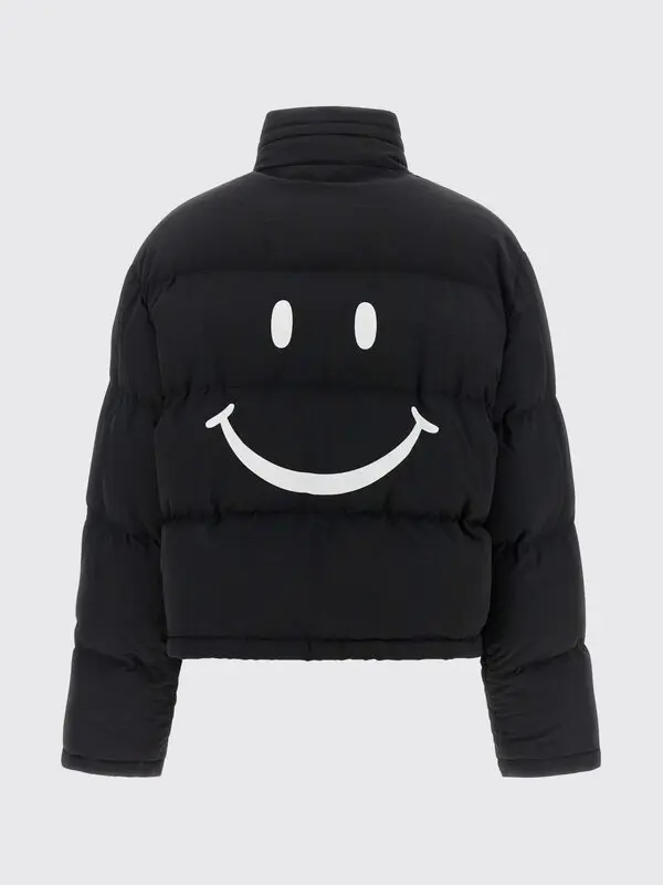 Moschino Cropped Quilted Nylon Puffer Jacket With Graphic Print