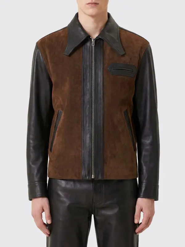 Marni Bi Suede Leather Jacket With Pointed Collar