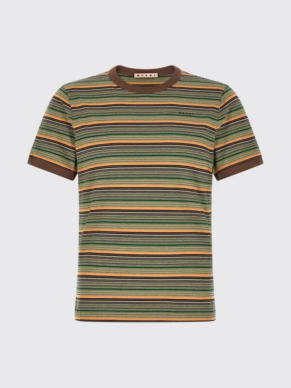 Marni Slim-fit Striped Cotton T-shirt With Contrasting Trims