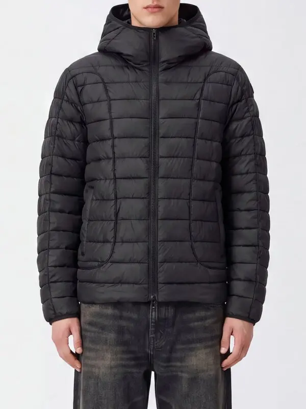 DIESEL® Hooded Quilted Short Nylon Puffer Jacket With Zip Closure